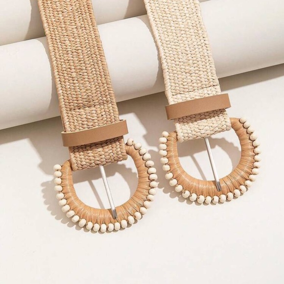 Accessories | 2 Pack Bohemian Round Buckle Straw Belt | Poshmark